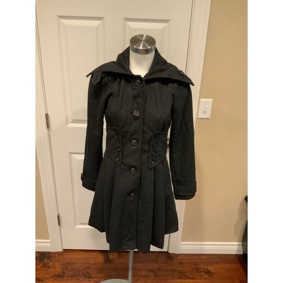 hazel | Jackets & Coats | Hazel Gray Wool Long Buttonup Coat Wcorset ...